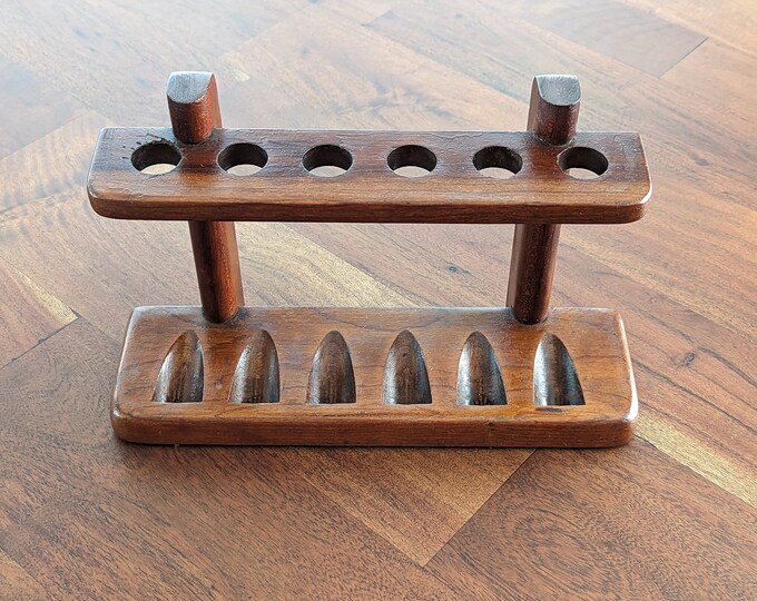 Vintage DUK-IT Walnut Wood 6-slot Tobacco Pipe Rack - Etsy