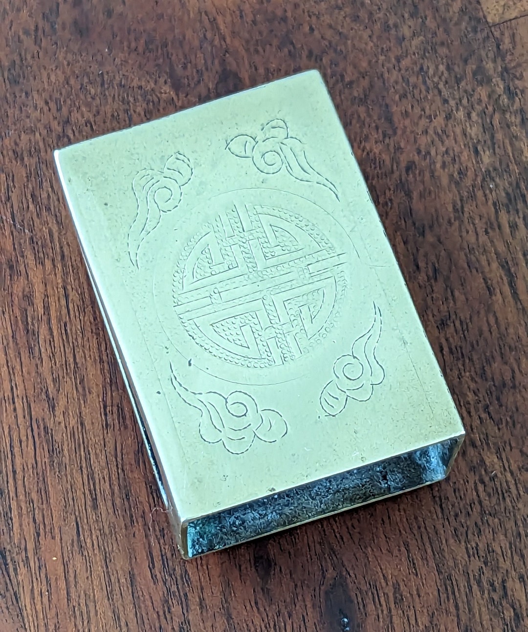 Vintage Etched Brass Matchbox Keep, Holder or Case - Etsy