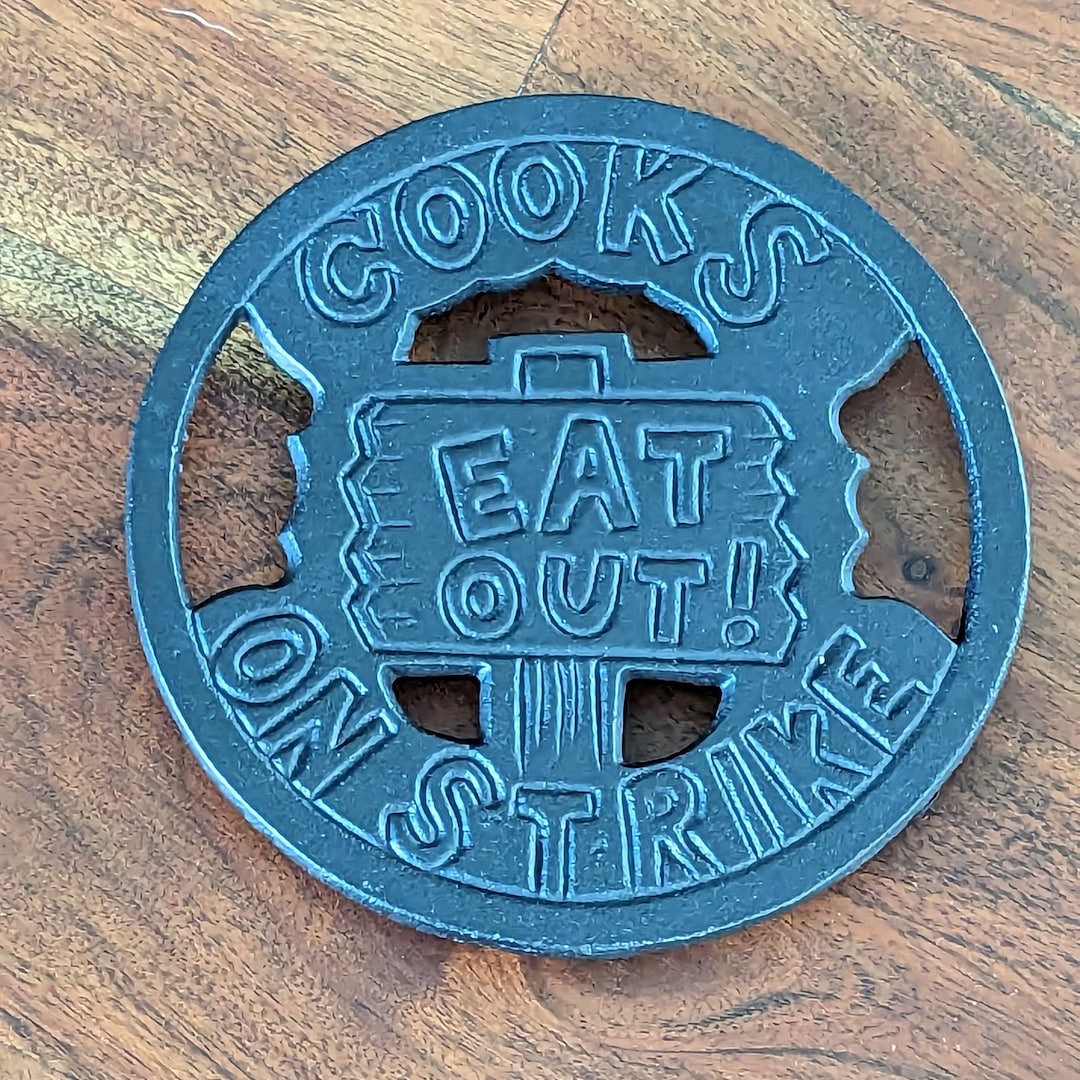 Novelty Cast Iron Hot Plate Trivet With Cook's on Strike - Etsy