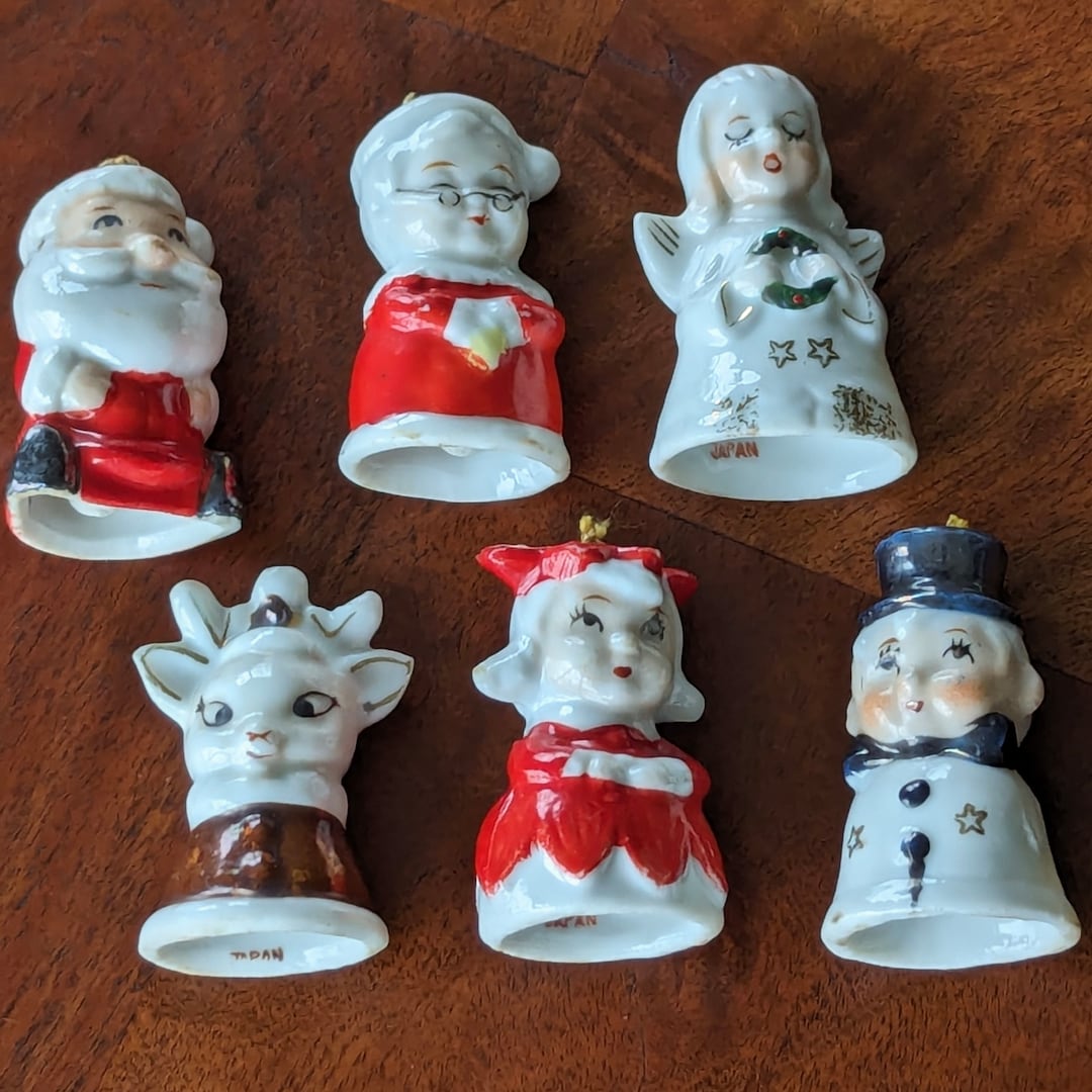 Vintage COMMODORE Miniature Porcelain Christmas Bell Variety Set - Etsy