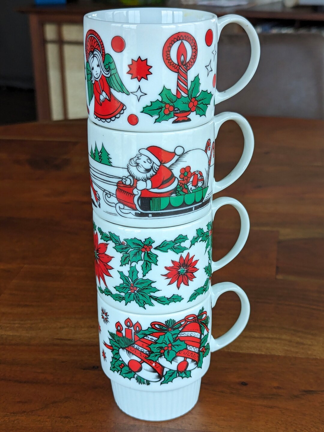Vintage JAPAN Stackable Christmas Coffee Cups or Egg Nog Mugs - Etsy