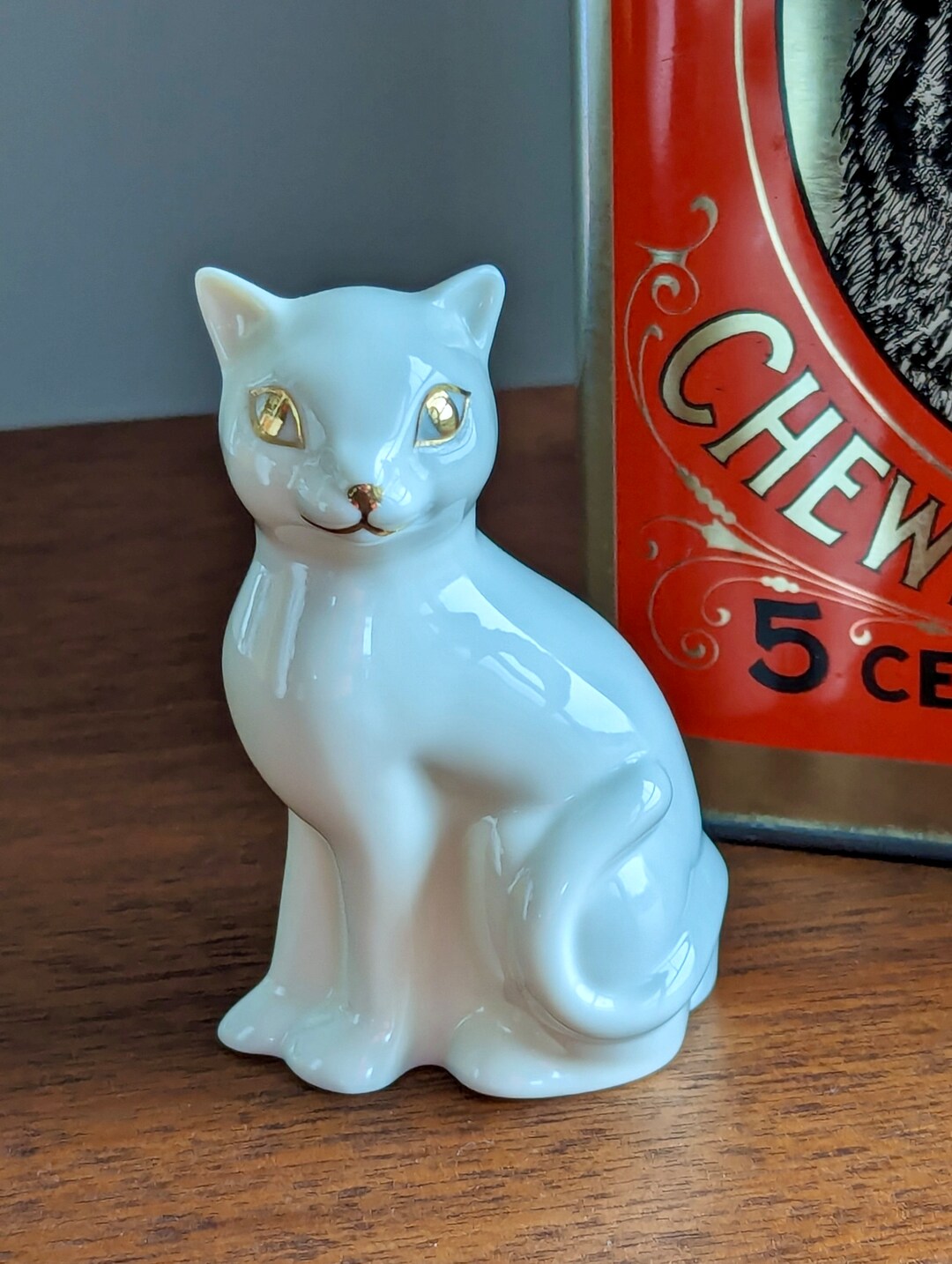 Vintage LENOX Sitting Kitty Cat Figurine With Gold Detail - Etsy