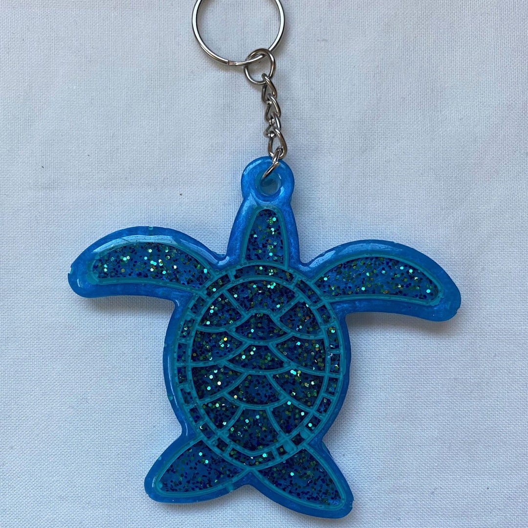 Turtle Keychain Light Blue Beach Aesthetic Resin Keychain - Etsy