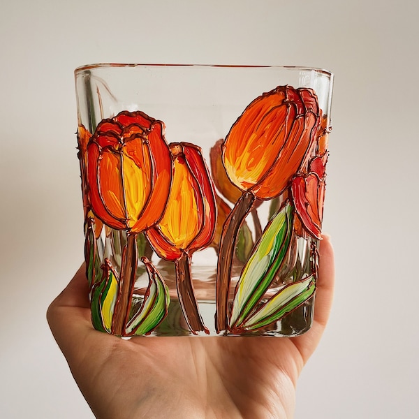 Painted Glass Vases - Etsy