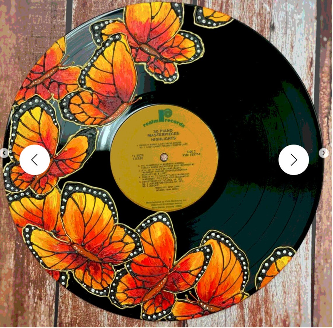 Hand-painted Vinyl Record Unique Home Decor Upcycle Reused Sustainable ...