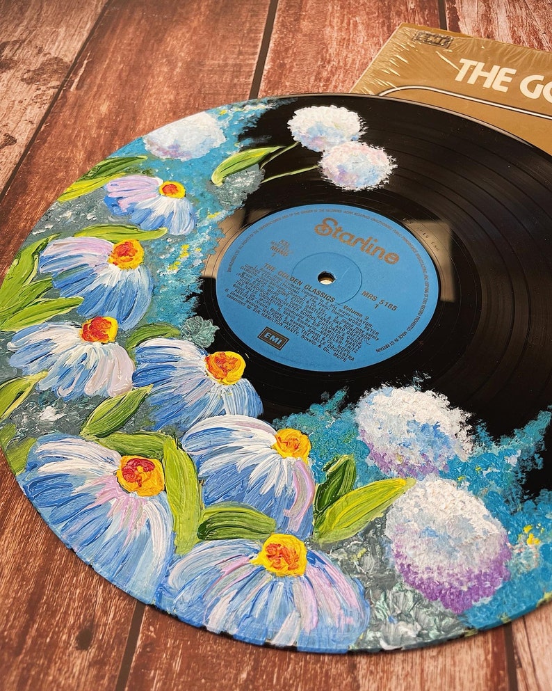 Hand-painted Vinyl Record Unique Home Decor Upcycle Reused Sustainable ...