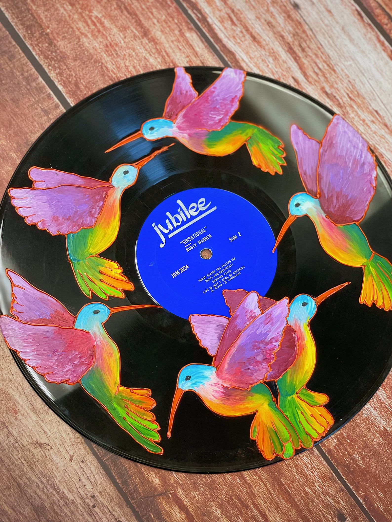 Hand-painted Vinyl Record Unique Home Decor Upcycle Reused Sustainable ...