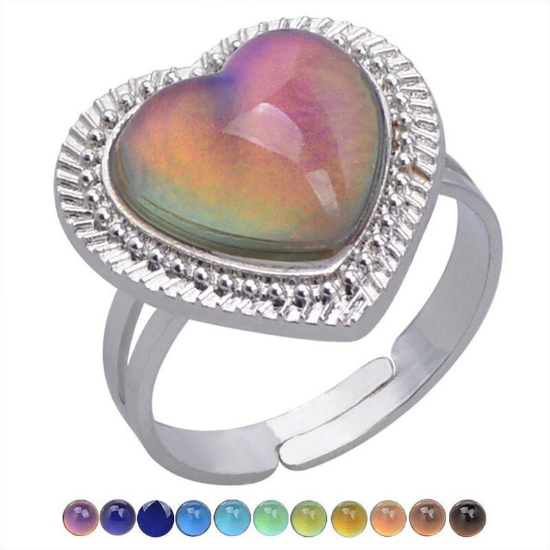 Mood Ring Heart Mood Ring Color Change Ring Adjustable - Etsy