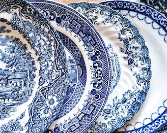 Mismatched Blue Dinner Plates | Etsy