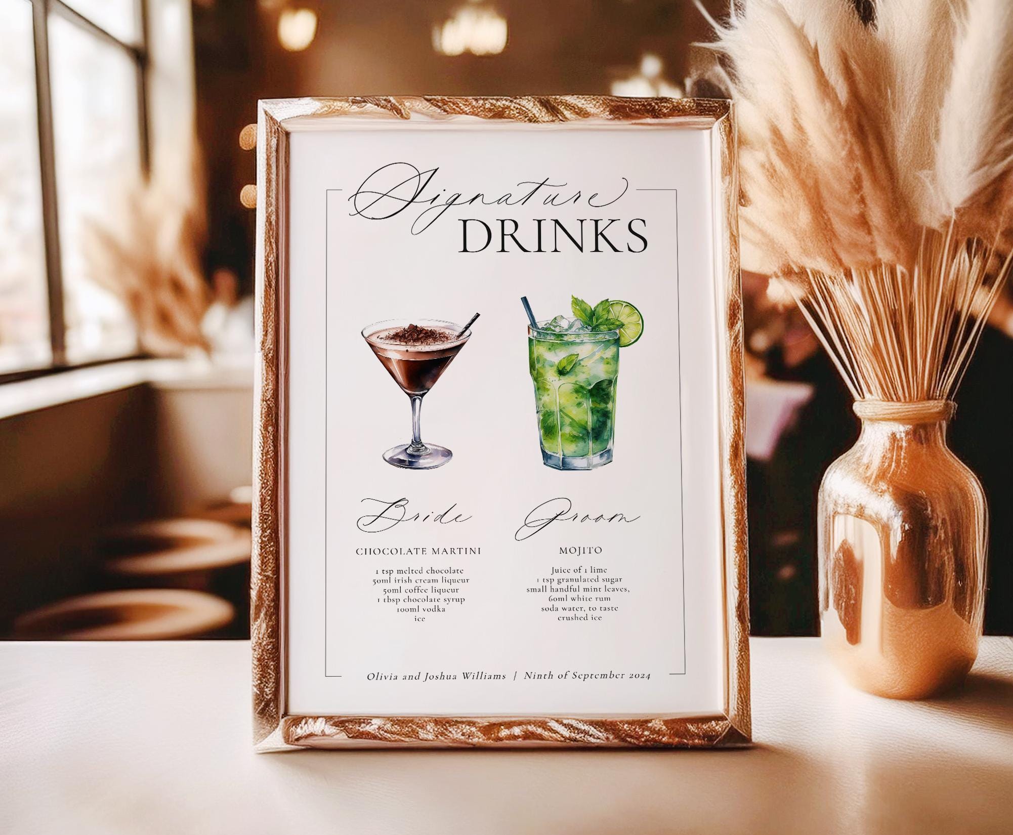 Printable Cocktail Bar Menu Template | Instant Download Template ...
