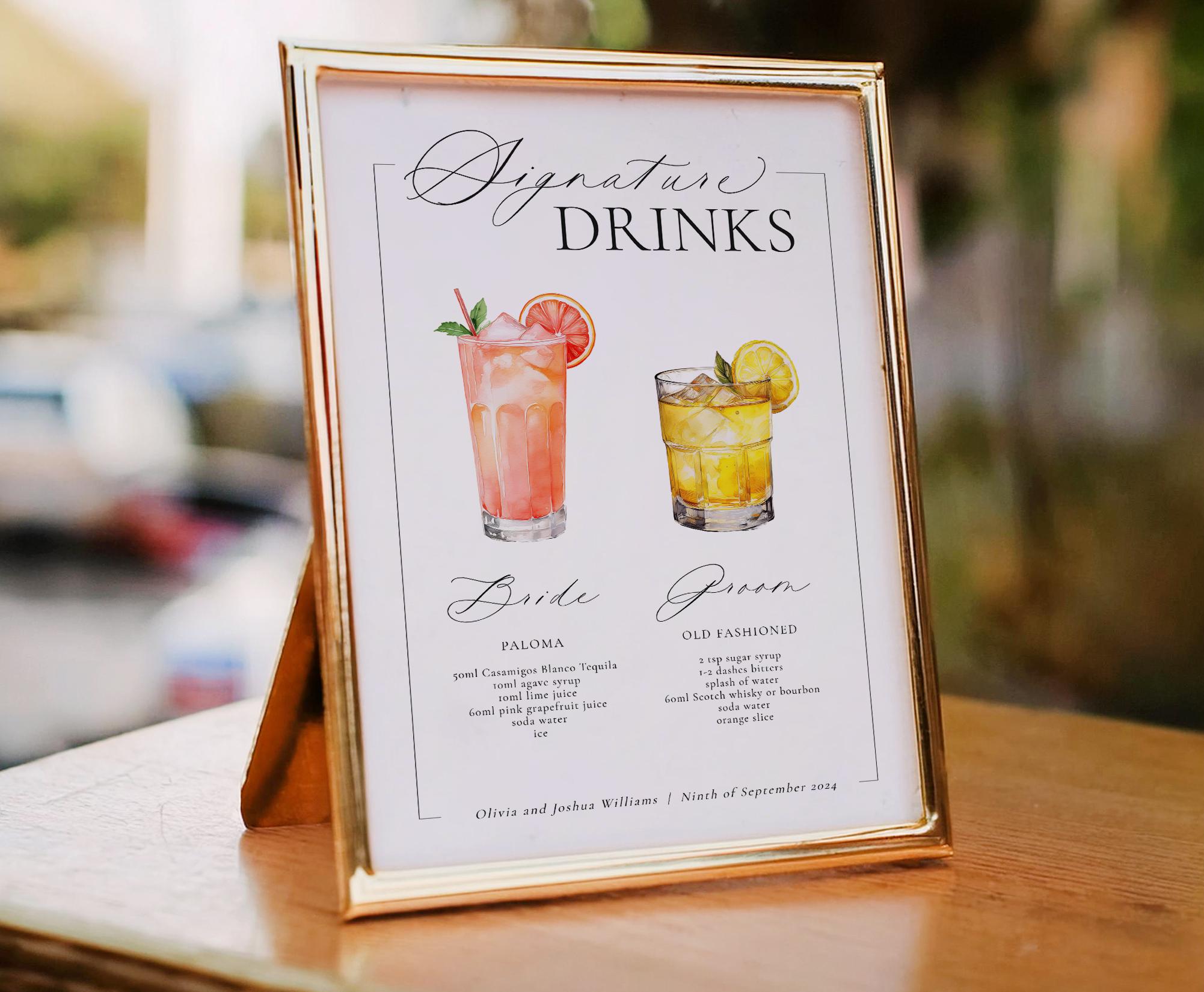 Printable Cocktail Bar Menu Template | Instant Download Template ...