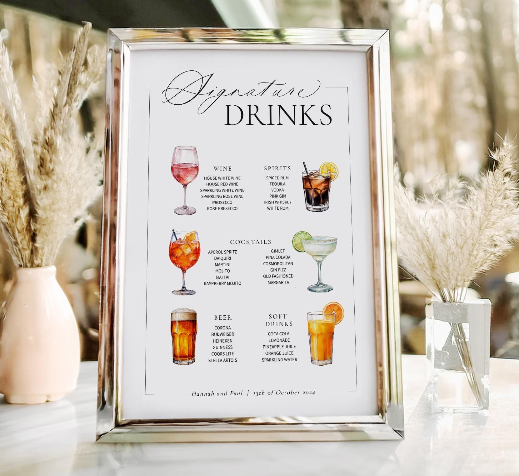 Signature Drinks Main Bar Menu Template, Instant Download Signage ...