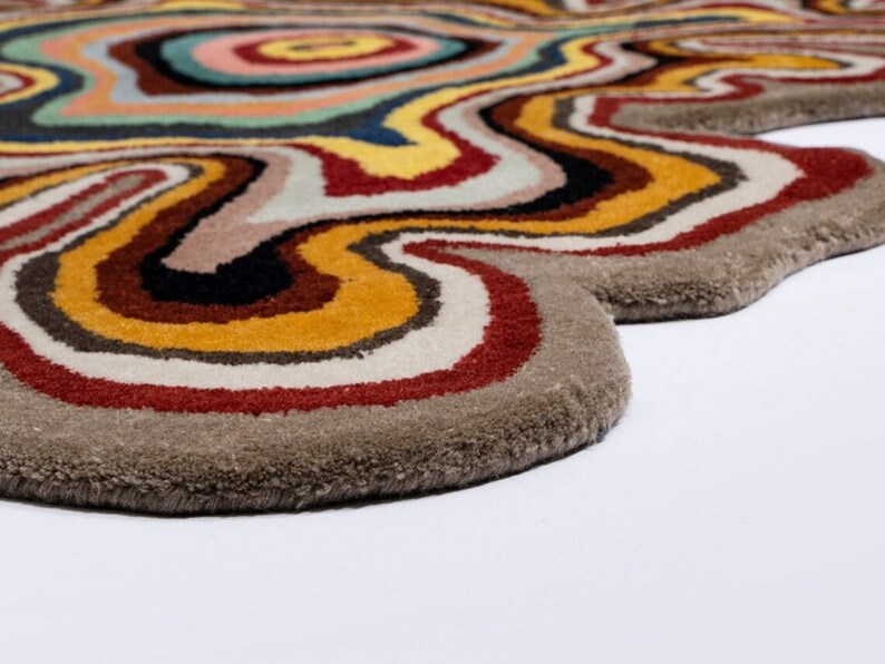 Irregular Shaped Hand Tufted Woolen Rug Multi Colored - Etsy