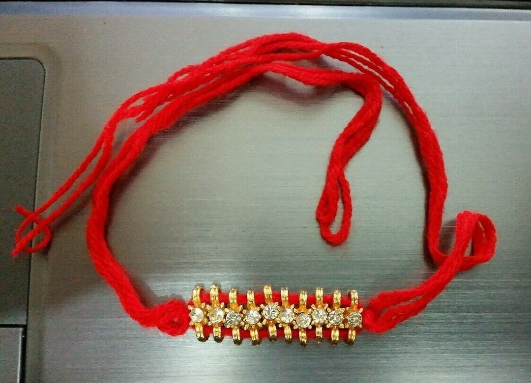 Lucky Hindu Red Thread Stunning Rhinestones Bracelet Talisman ...