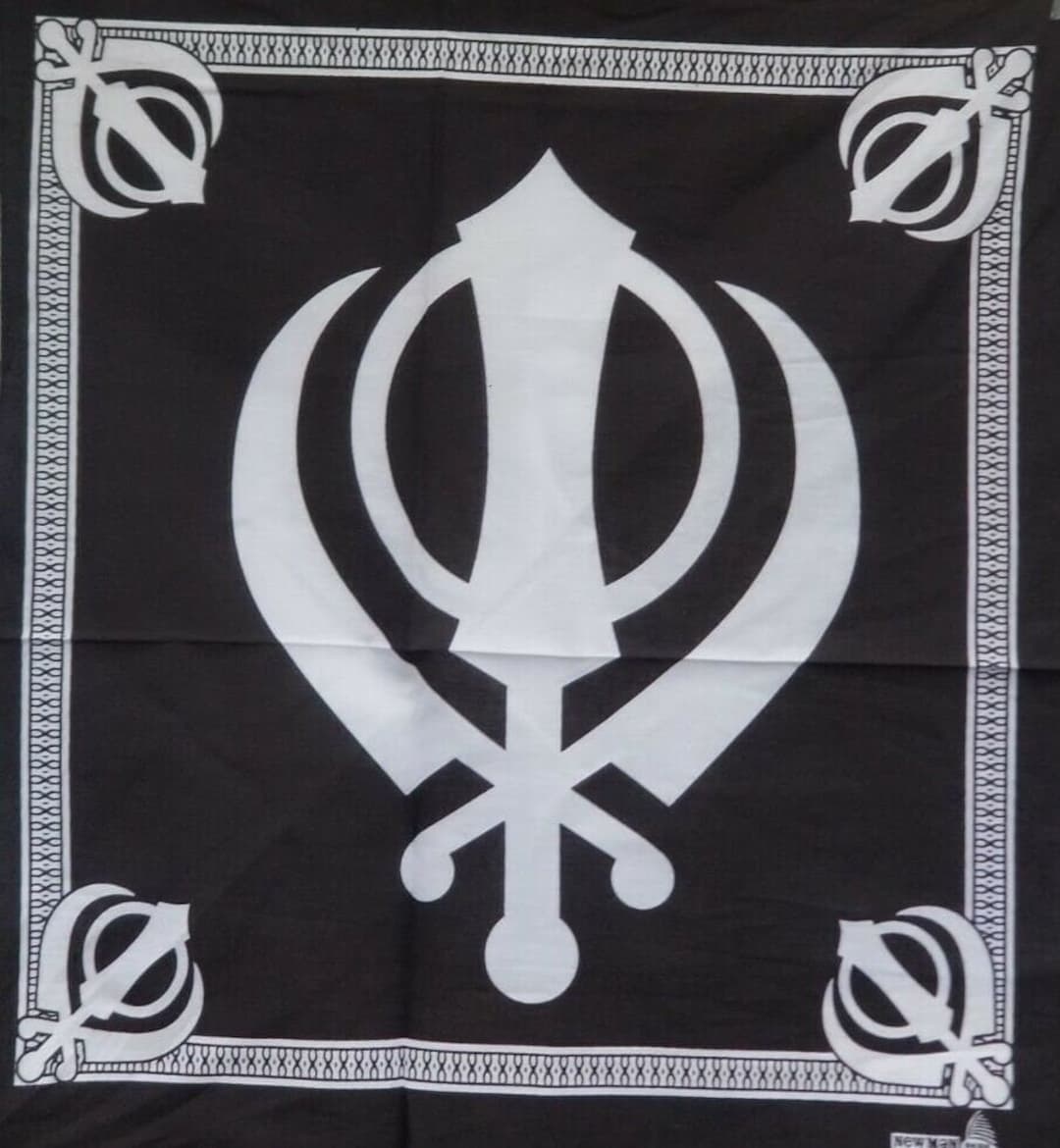 Sikh punjabi singh kaur nero khalsa khanda bandana copricapo - Etsy Italia