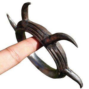 Sarbloh Kara Iron Sikh Warrior Spikes Kada Sher Panja Bangle Singh Kaur ...