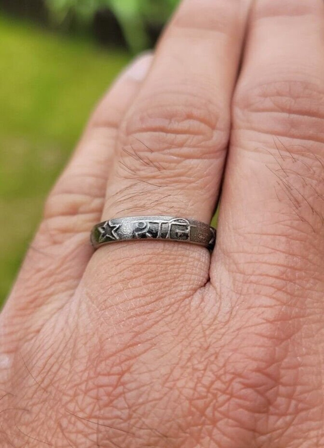 Word Shani Star Protection Saturn Iron Ring Horse Shoe Black - Etsy