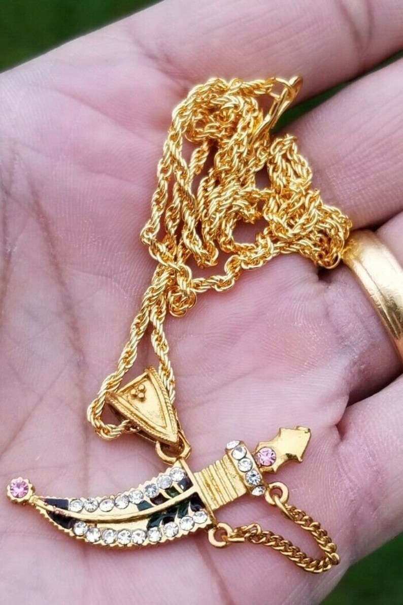 Kirpan Pendant Punjabi Sikh Stunning Stones Gold Plated Lovely - Etsy