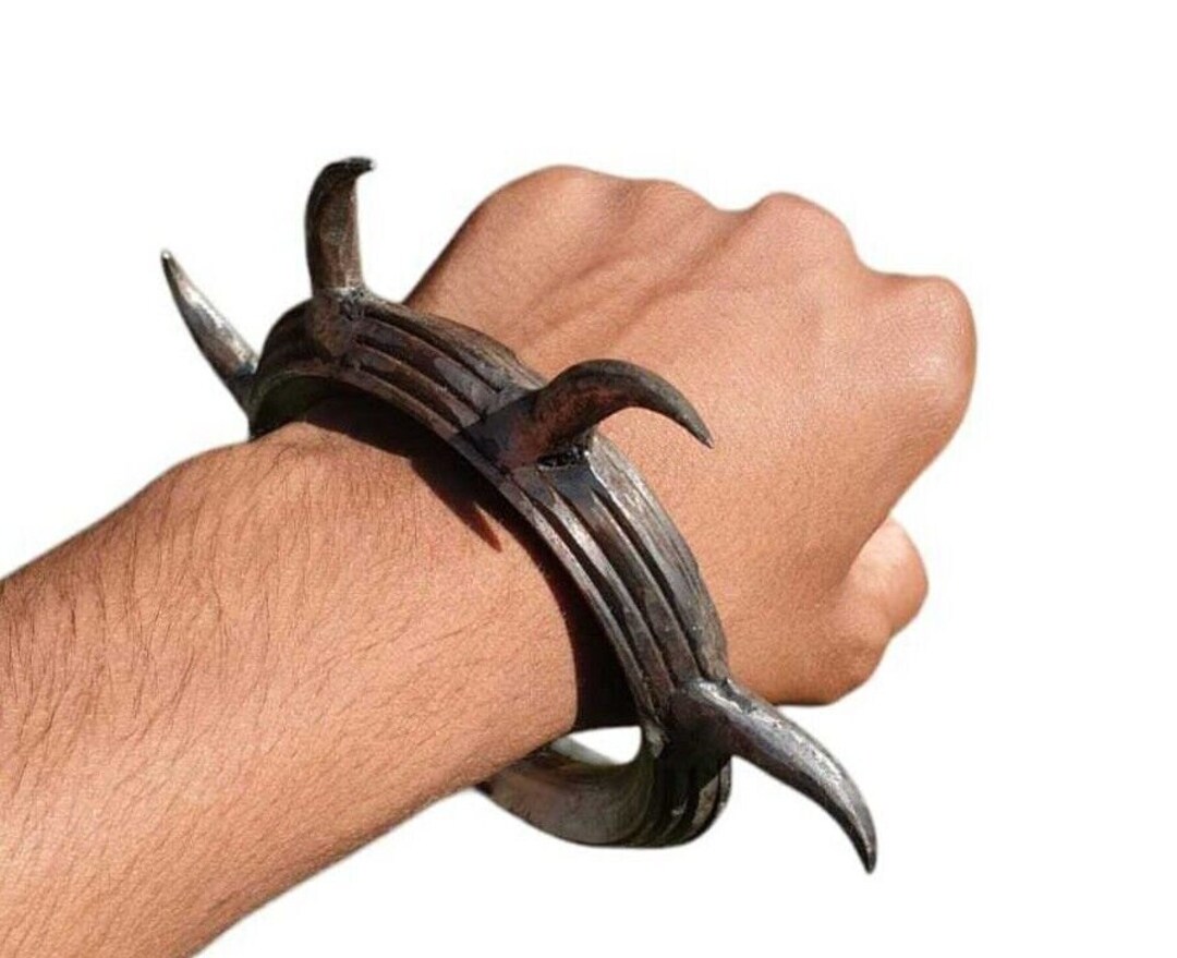 Sarbloh Kara Iron Sikh Warrior Spikes Kada Sher Panja Bangle Singh Kaur ...