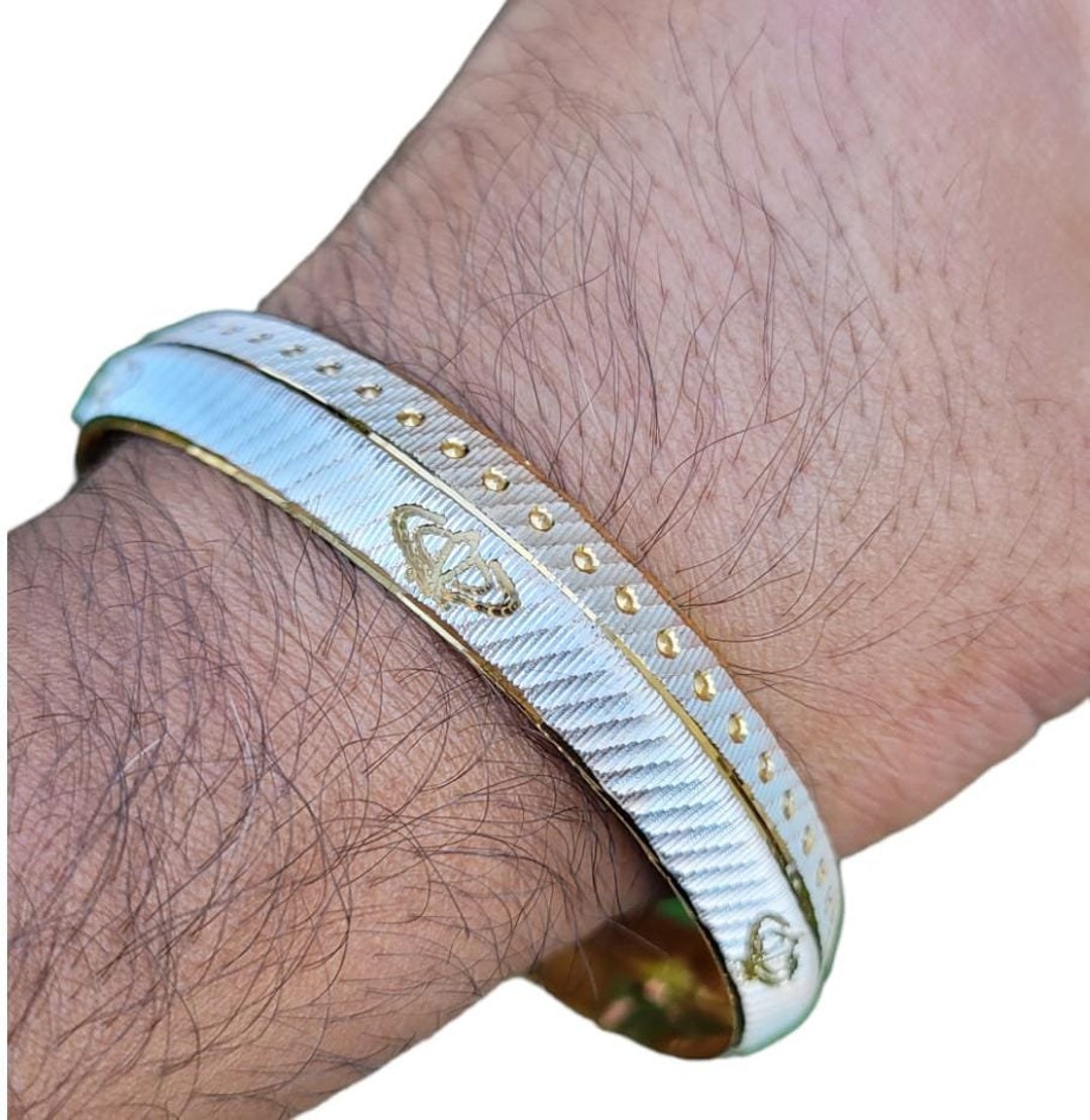 Khanda Kara Two Tone Silver Gold Plated Kada Sikh Singh Kaur Khalsa ...