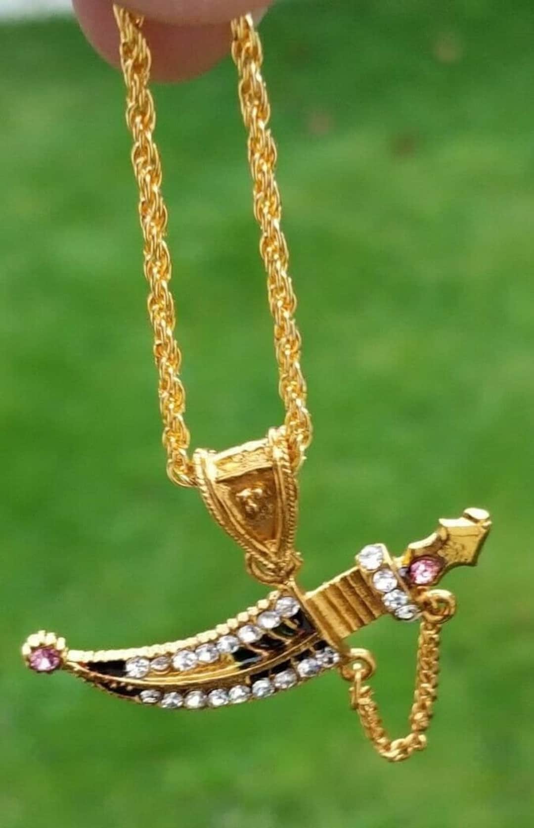 Kirpan Pendant Punjabi Sikh Stunning Stones Gold Plated Lovely - Etsy