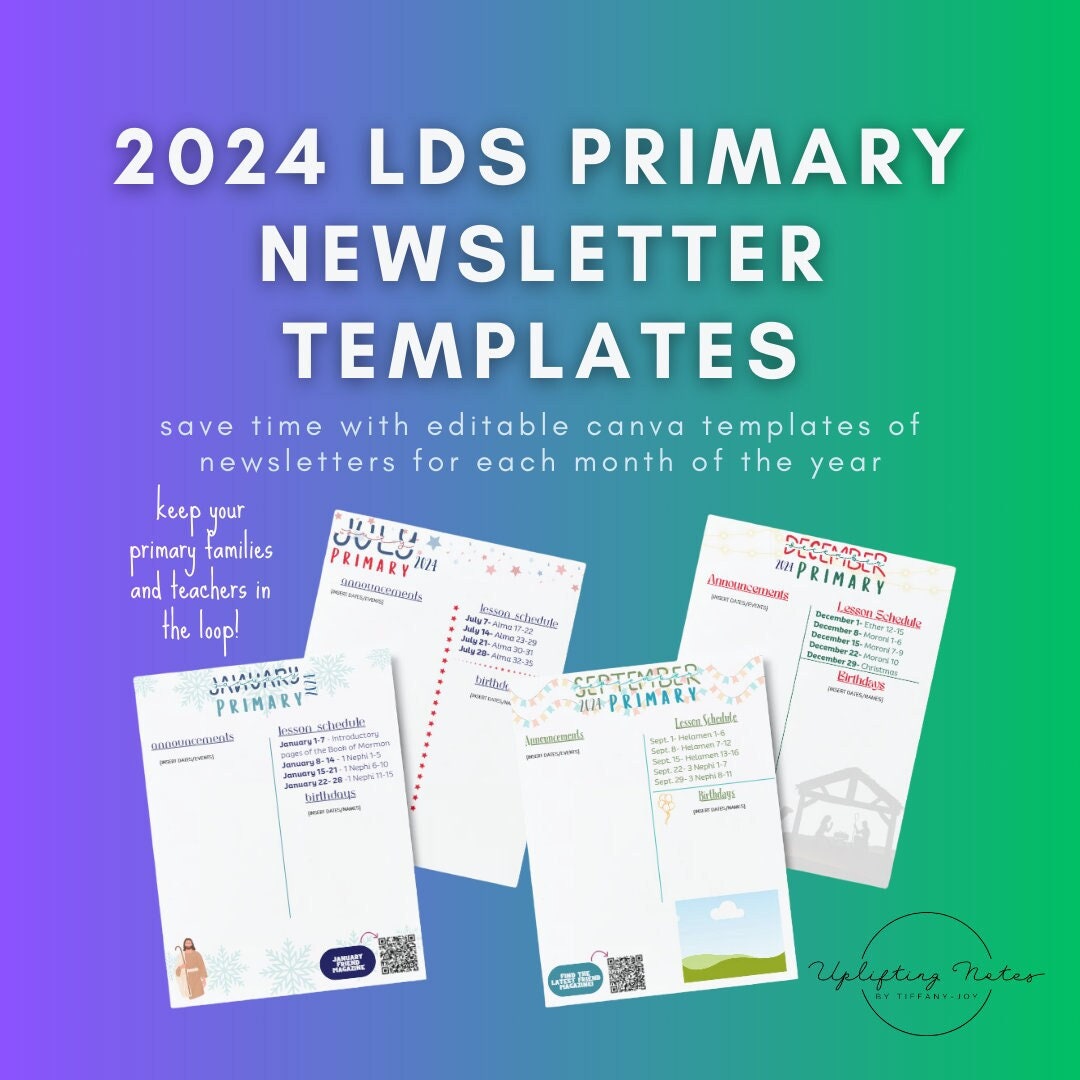LDS Primary Newsletter Templates Canva Newsletter Templates - Etsy