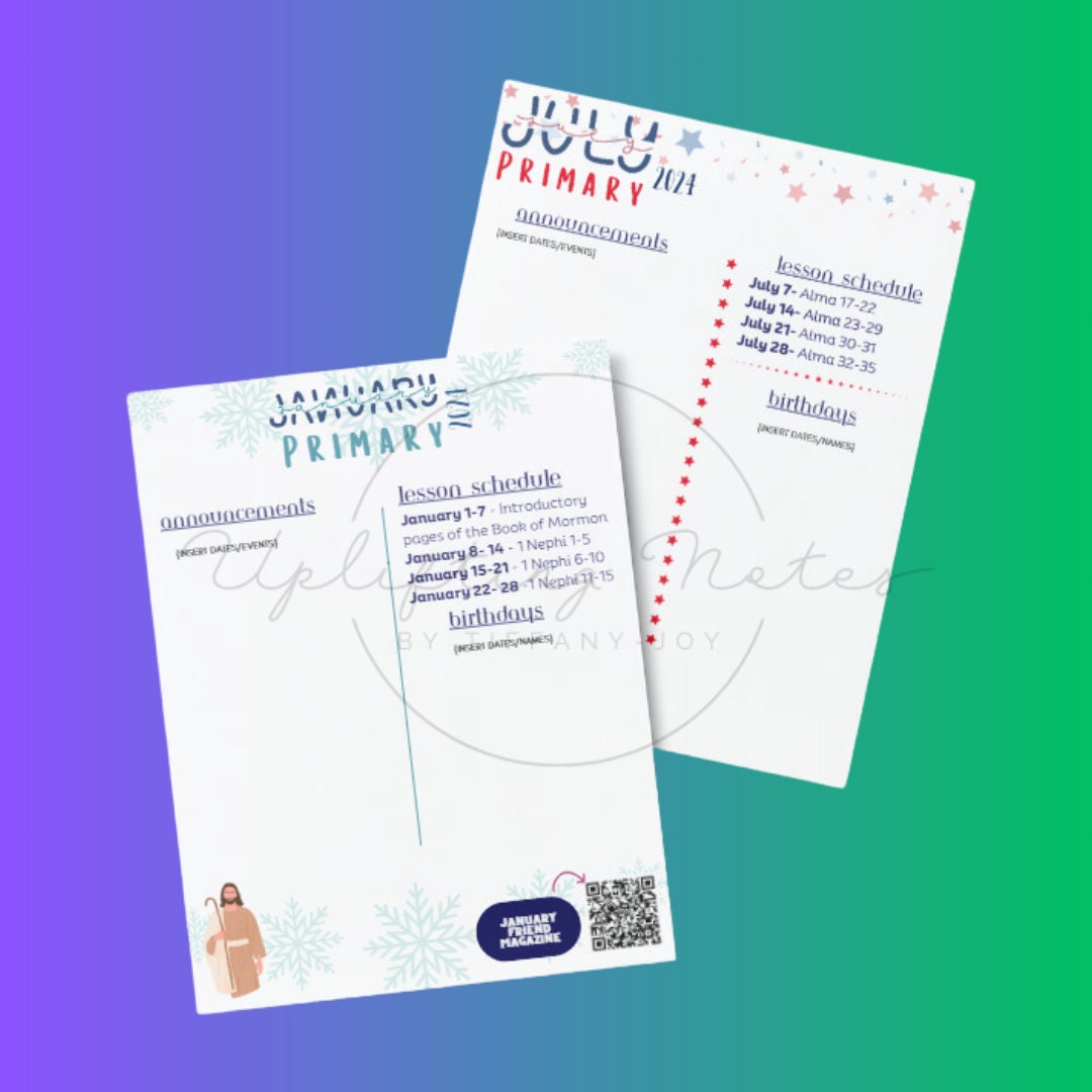 LDS Primary Newsletter Templates Canva Newsletter Templates - Etsy