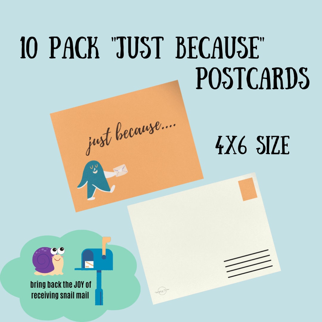 Just Because Postcard (10-pack) | Happy Mail | Notecards - Etsy