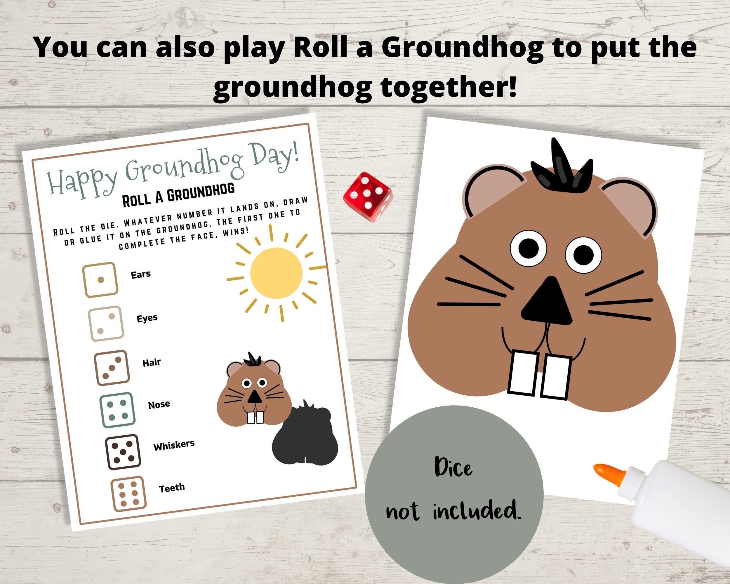 Groundhog Day Kids Activity Roll A Groundhog Game - Etsy