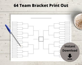 16 Team Tournament Bracket, Sports Bracket, Printable Sports Brackets ...