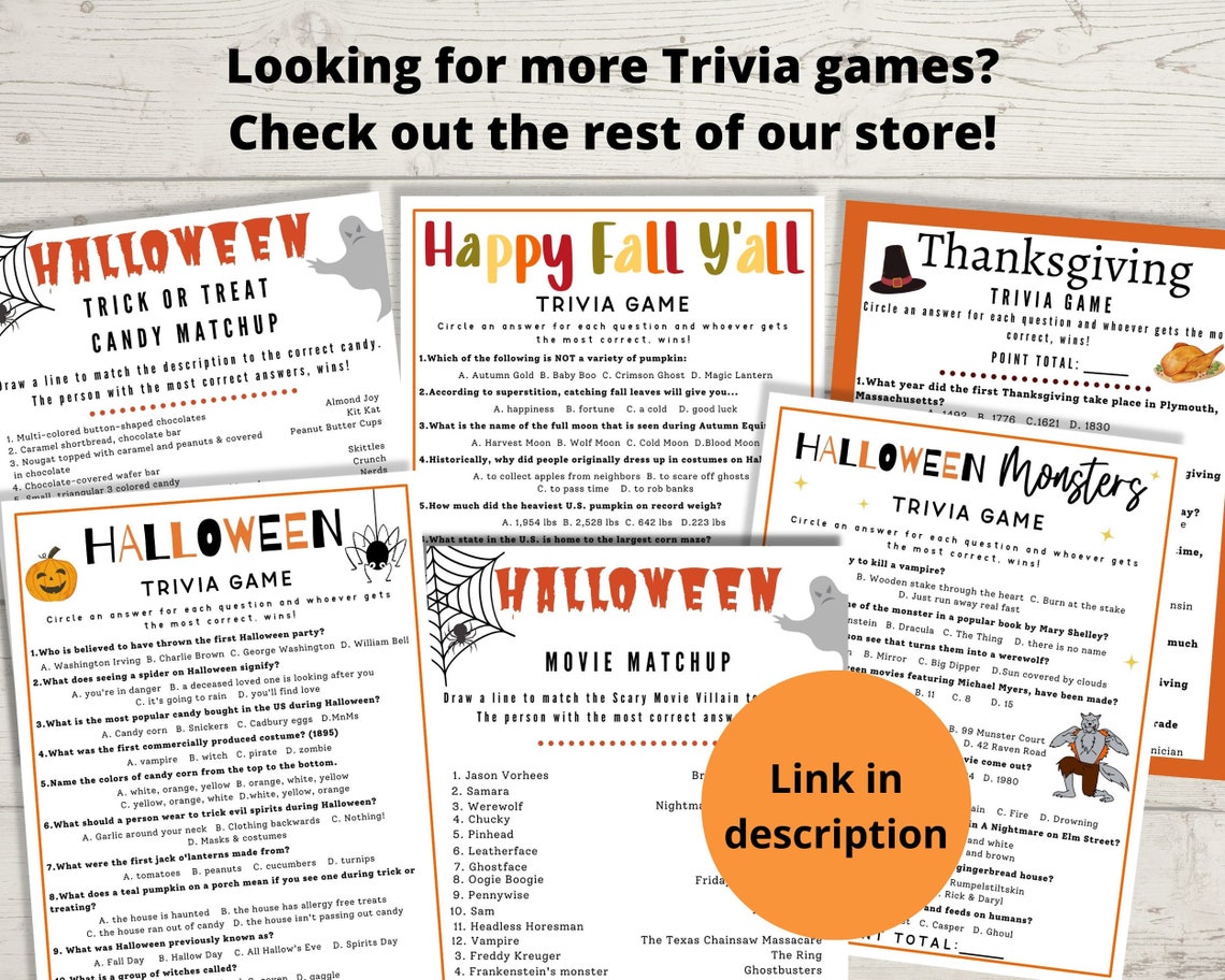 Halloween Trivia - Halloween Quiz, Halloween Party Game, Halloween ...
