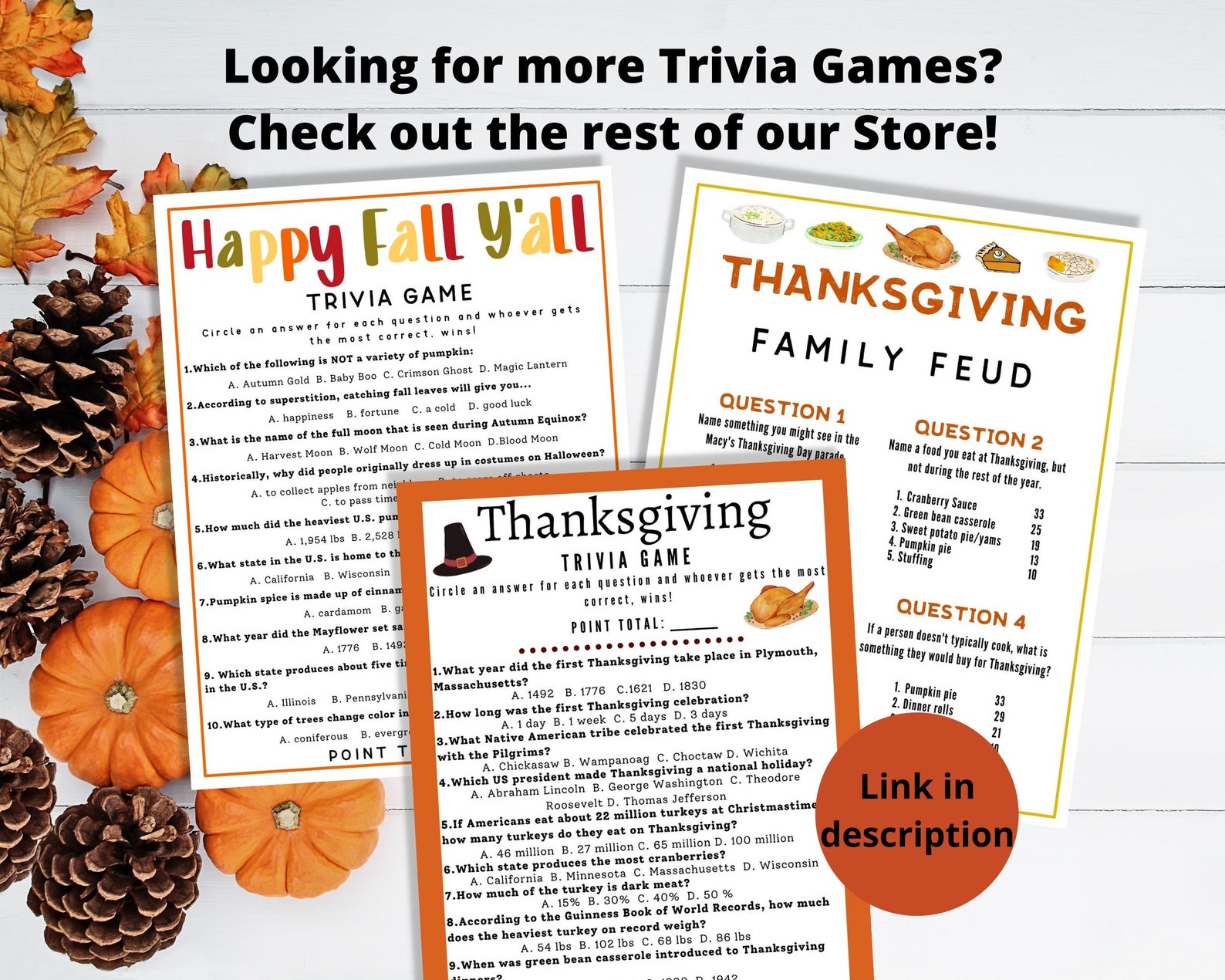 Thanksgiving Trivia Game Thanksgiving Trivia, Friendsgiving Trivia ...