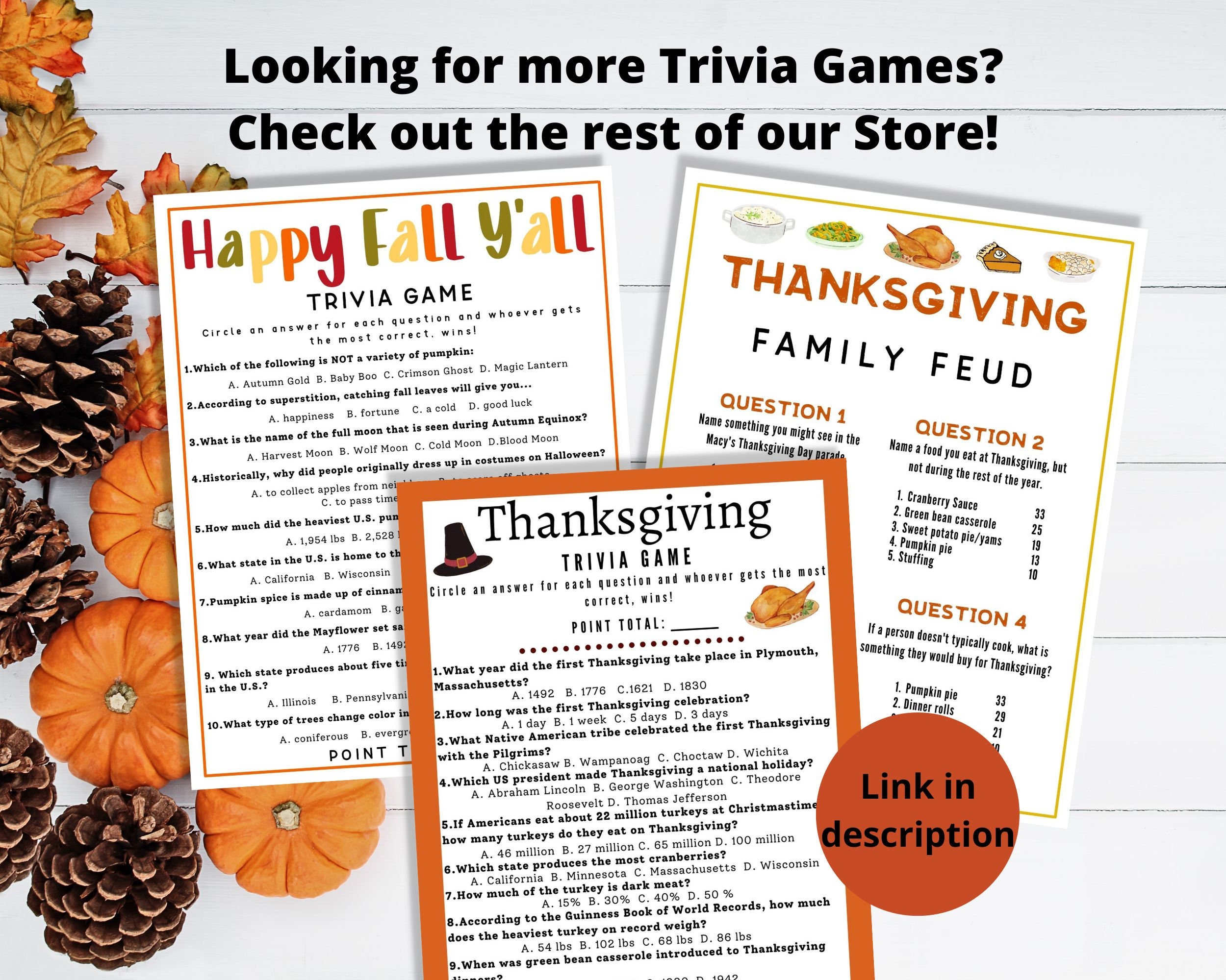 Thanksgiving Trivia Game Thanksgiving Trivia, Friendsgiving Trivia ...
