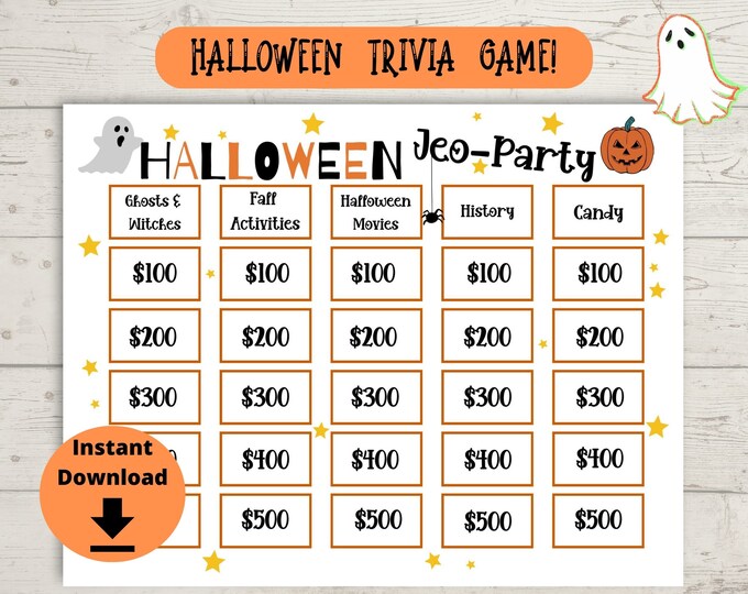 Halloween Jeoparty Game | Halloween Family Game | Printable Halloween ...