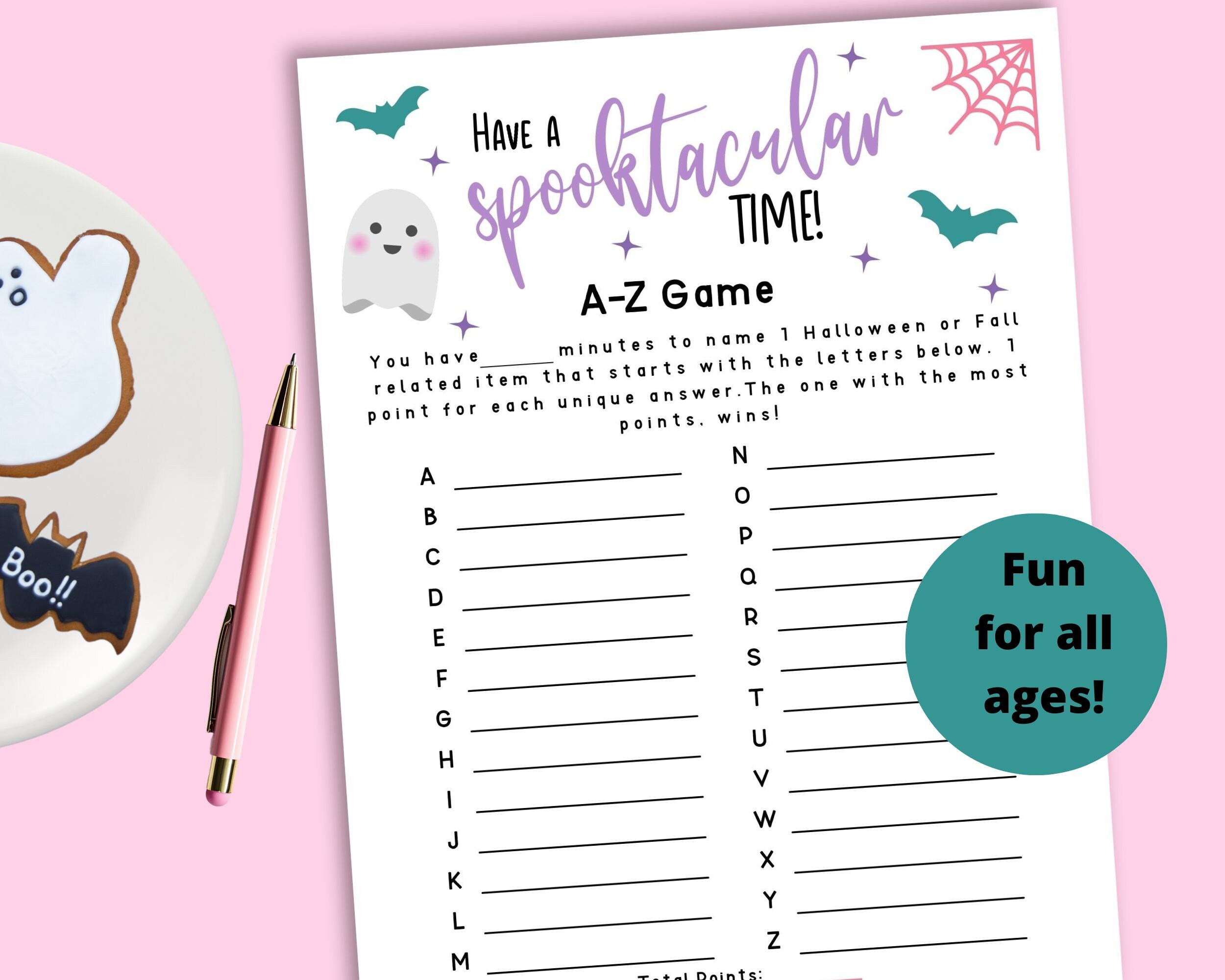 Cute Halloween Game Halloween Word Games for Kids Pastel - Etsy