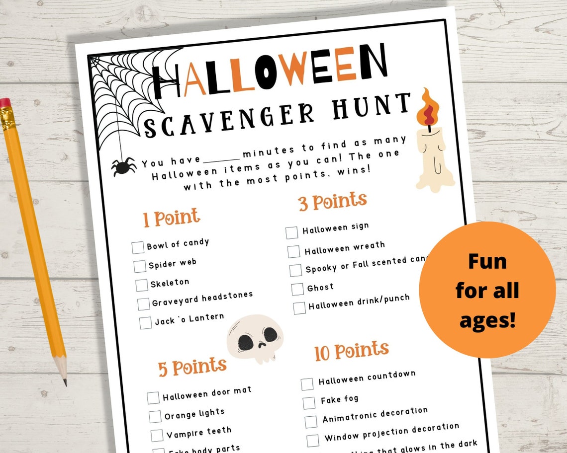 Halloween Scavenger Hunt Kids Halloween Party Game - Etsy