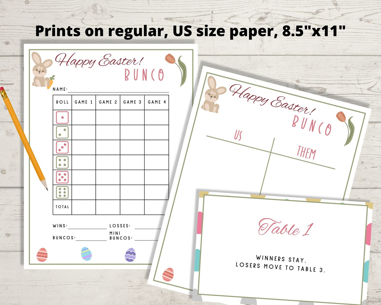 Easter Bunco - Bunco Printables, Bunco Game, Bunco Table Numbers, April ...