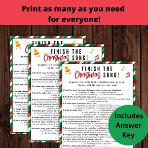 Christmas Carol Game - Finish the Christmas Song Lyric Game, Christmas ...