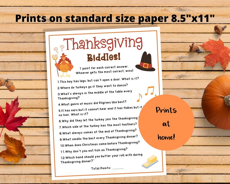Thanksgiving Riddles Riddle Me This Thanksgiving Trivia - Etsy