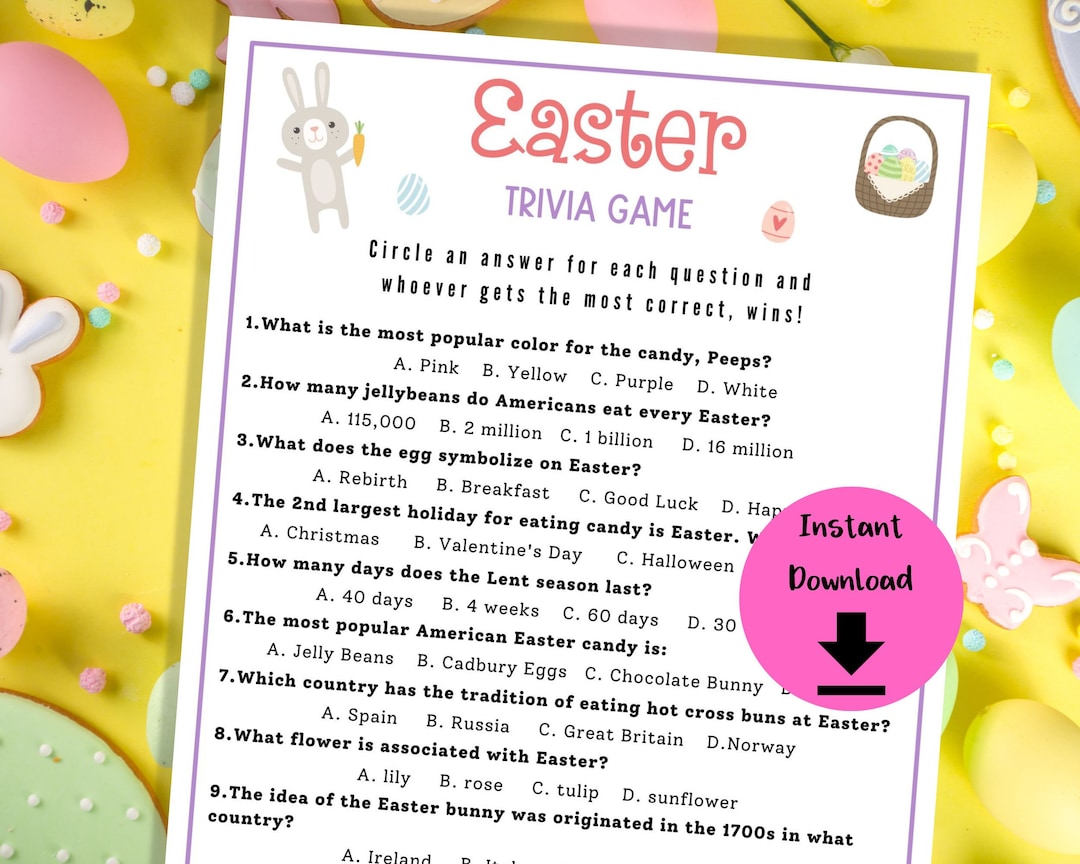 Easter Trivia - Easter Trivia Game, Easter Printable, Easter Game ...