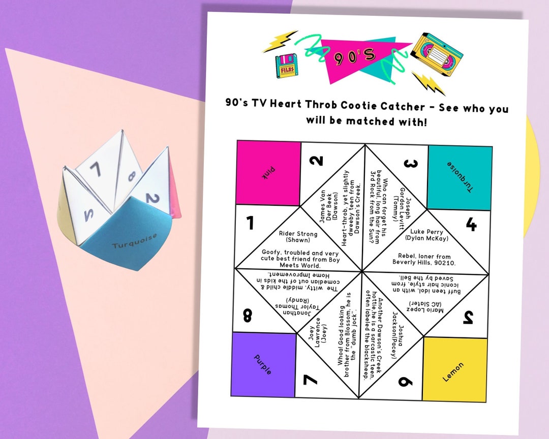 90s Cootie Catcher - Bach to the 90s, 90s Party Games, 90s Bachelorette ...