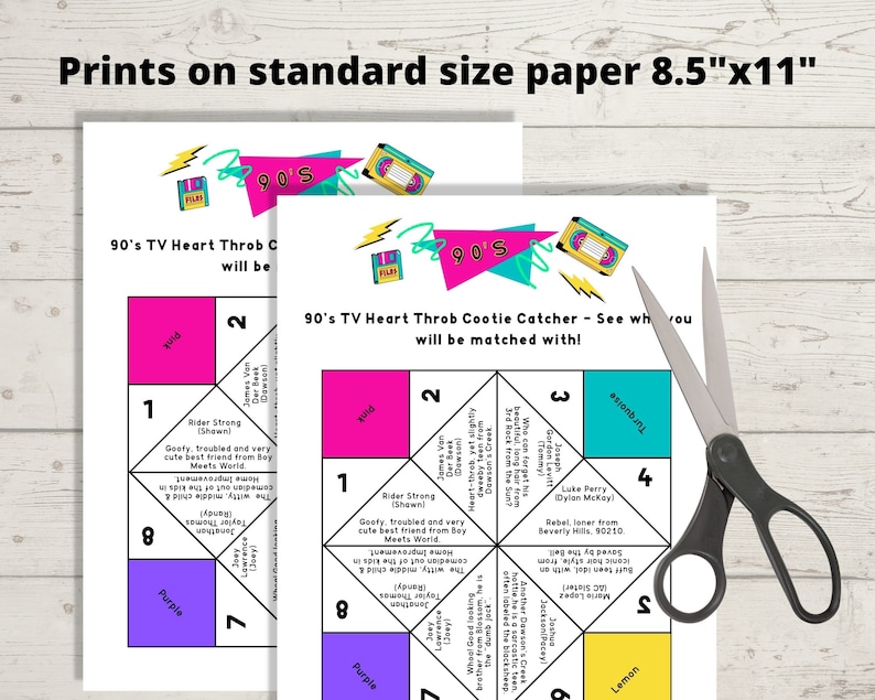 90s Cootie Catcher - Bach to the 90s, 90s Party Games, 90s Bachelorette ...