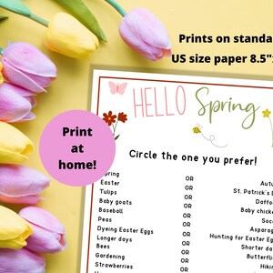 Spring This or That Game - Printable Spring Equinox Game, Spring ...