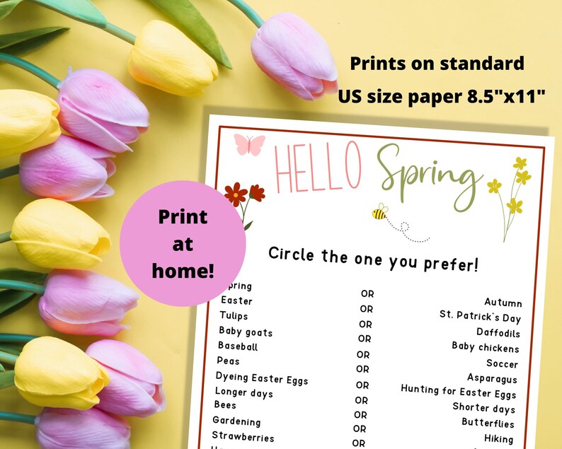 Spring This or That Game Printable Spring Equinox Game, Spring ...