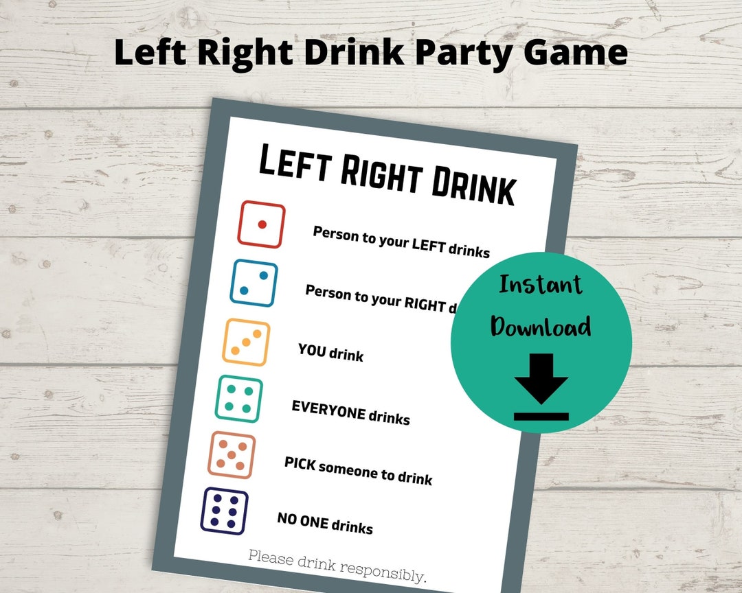 Left Right Drink Party Game - Drunk Dice Game, Left Right Center for ...