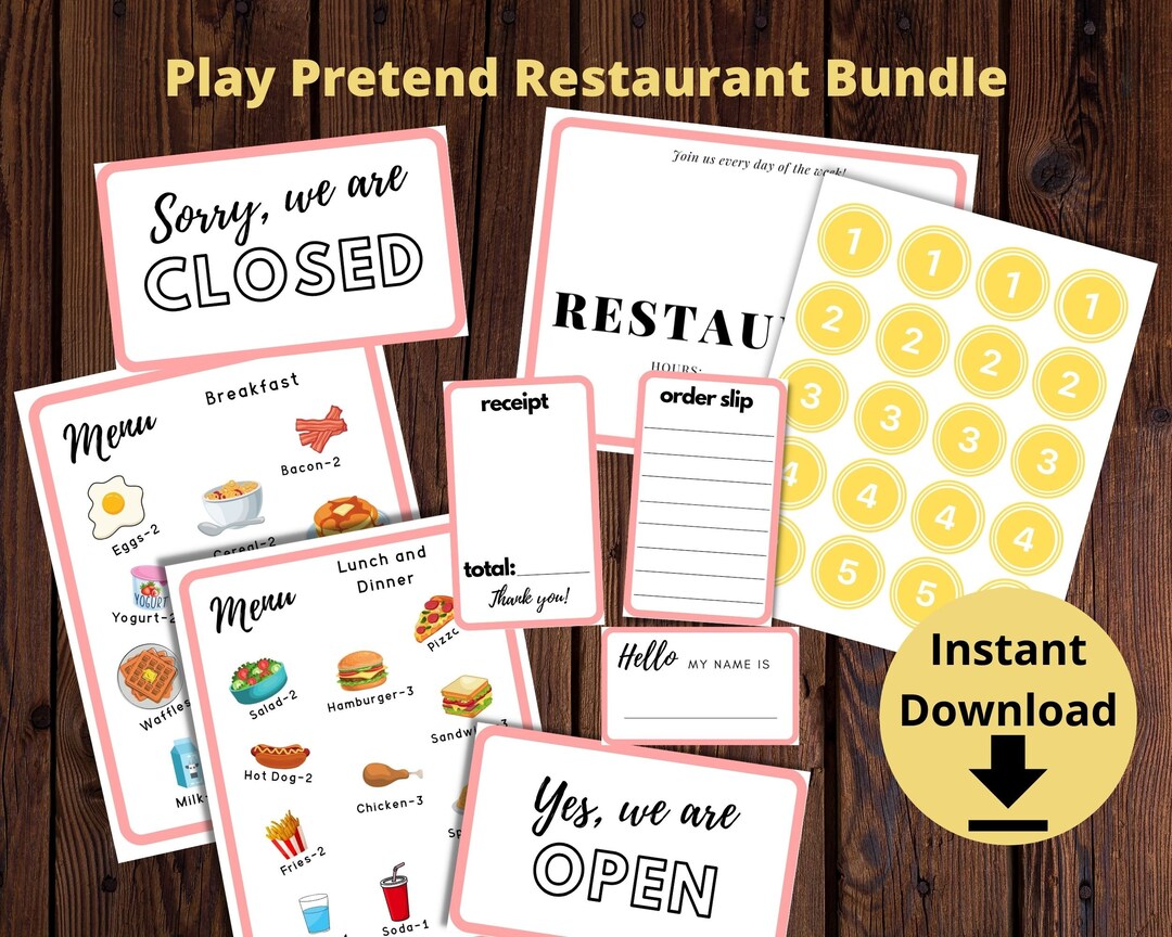 Pretend Play Restaurant - Pretend Menus, Pre School Kids Activities ...