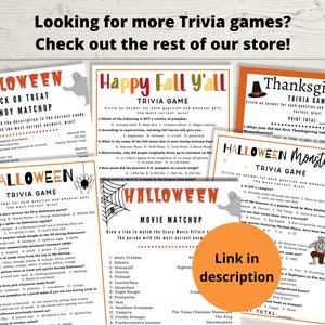 Halloween Trivia - Halloween Game Night, Monster Game, Halloween Quiz ...