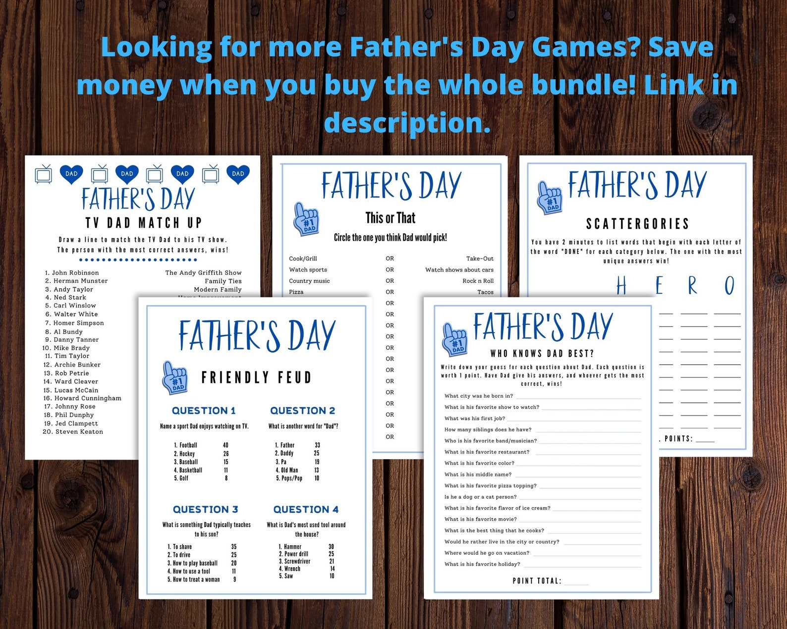 Fathers Day Friendly Feud Game Father's Day Game, Dad's Day Activity ...