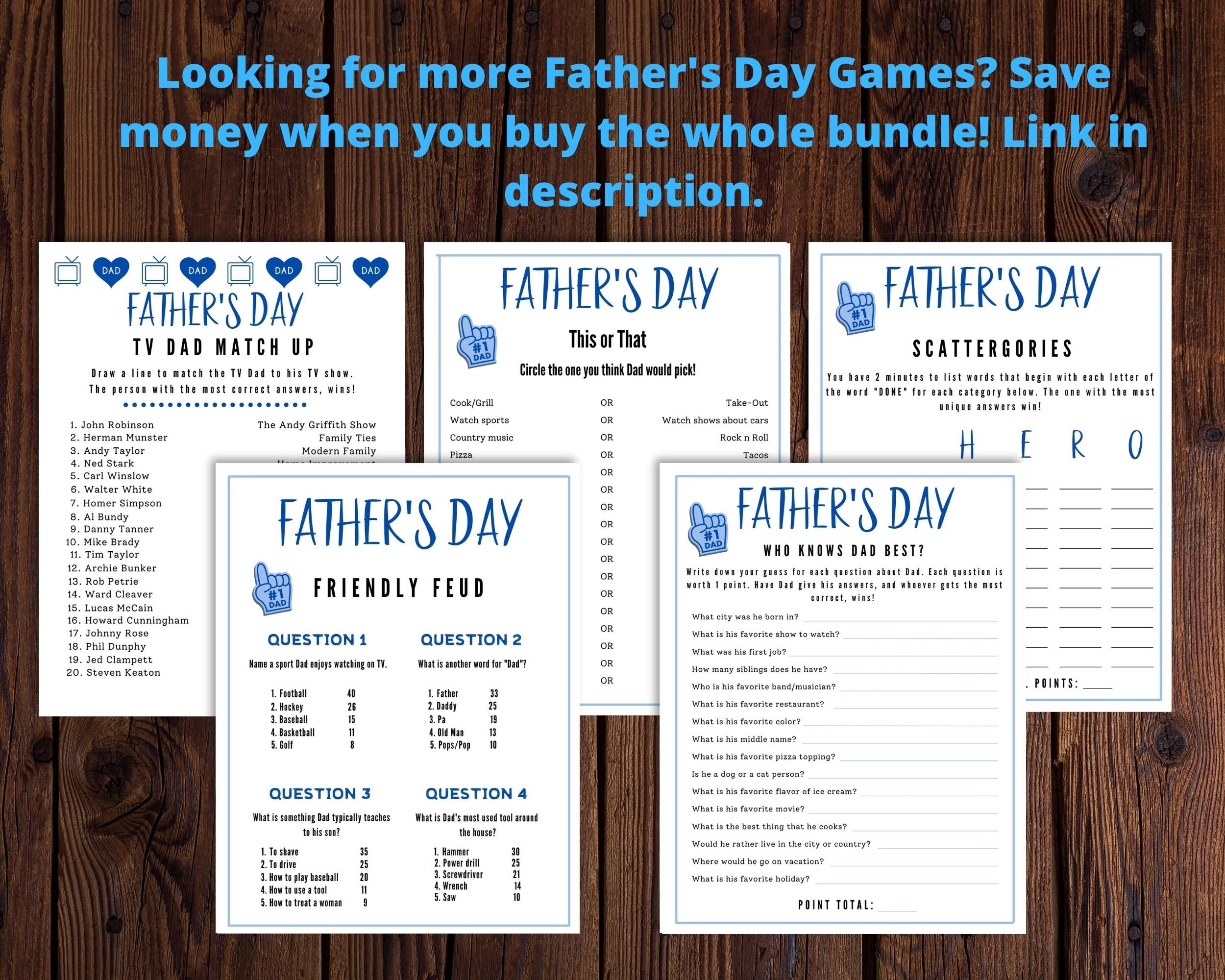 Fathers Day Friendly Feud Game - Father's Day Game, Dad's Day Activity ...