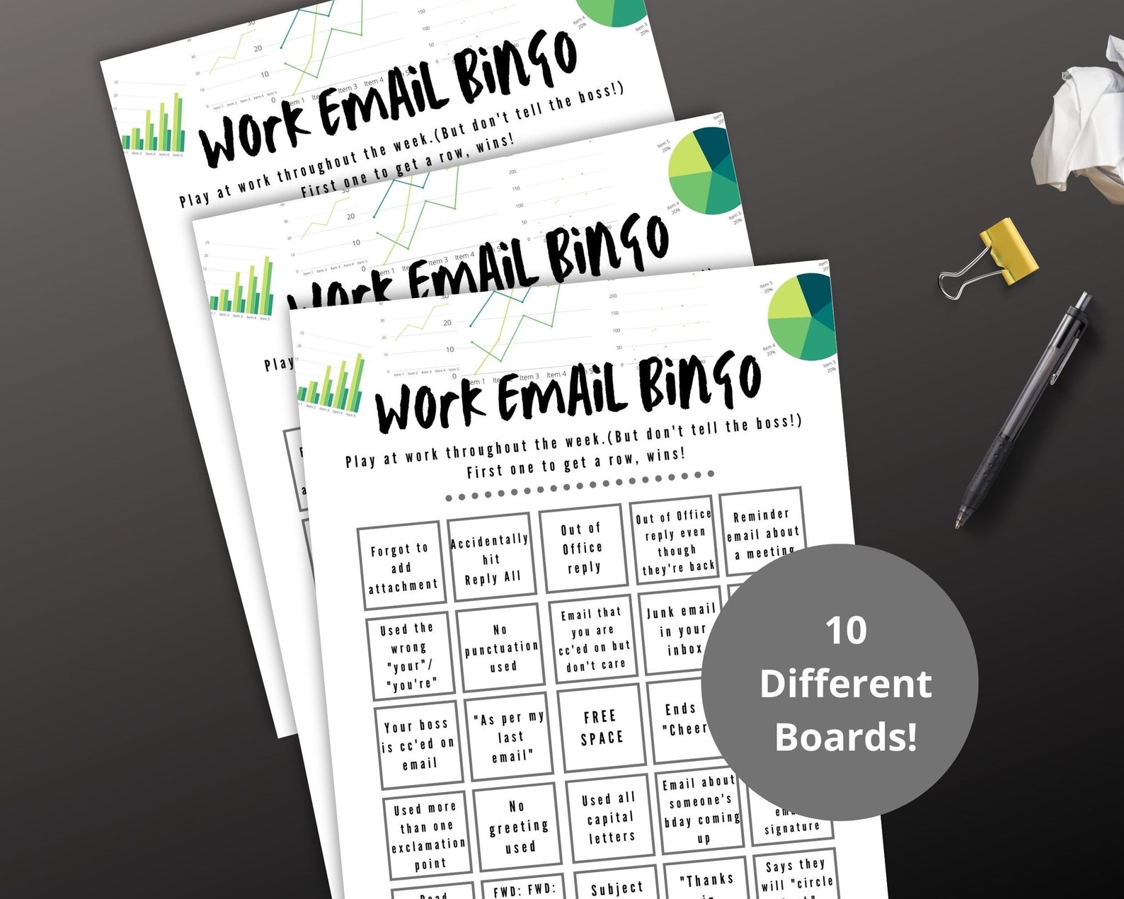 Work Email Bingo Game - Office Party Game, Work From Home Bingo Board ...